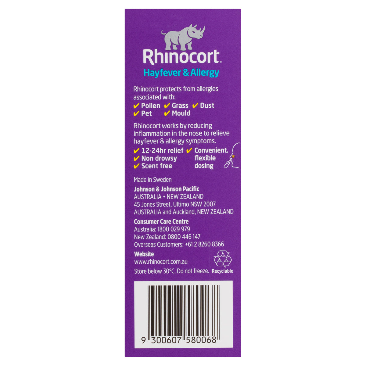 Rhinocort Hayfever & Allergy Non-Drowsy Nasal Spray Original 120 Spray ...